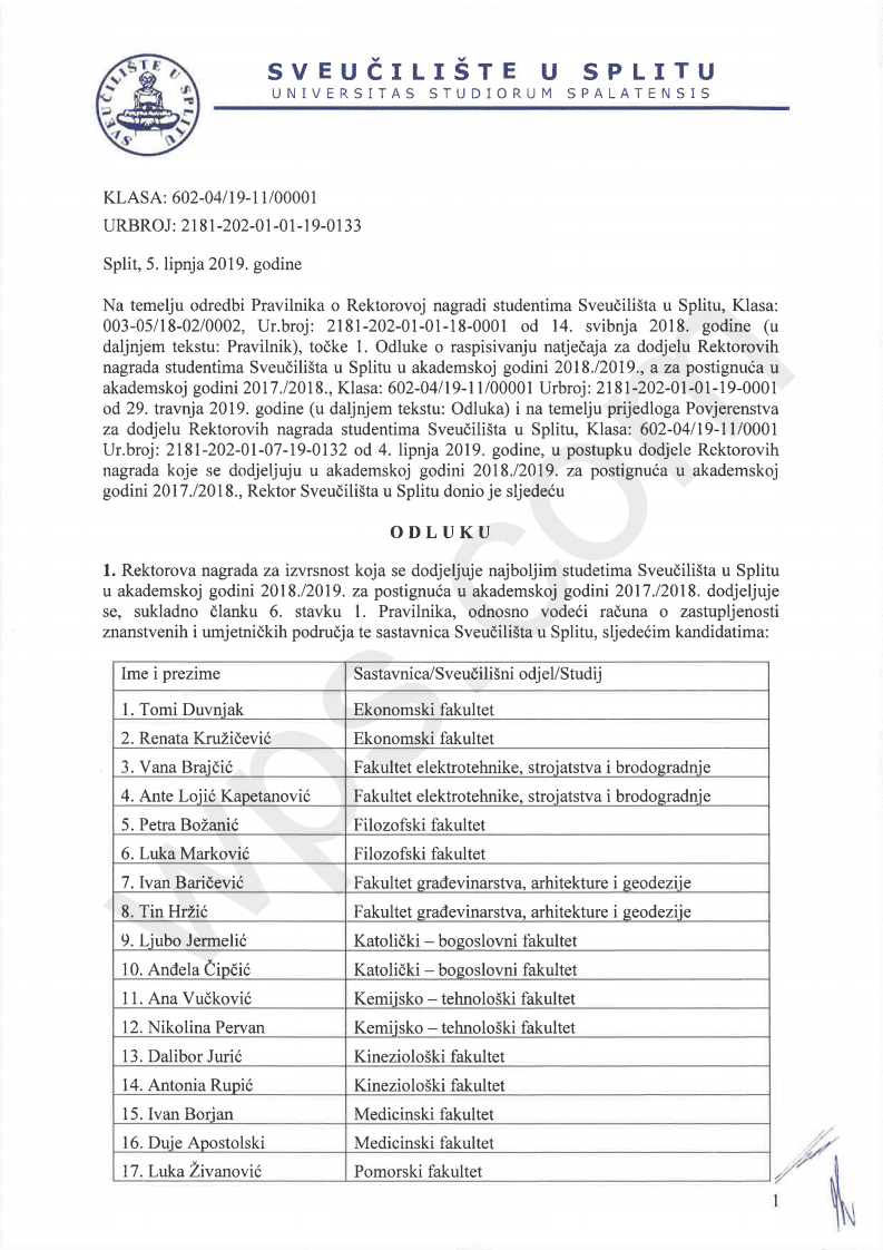 Pročitajte tko su dobitnici ovogodišnje Rektorove nagrade Sveučilišta u ...