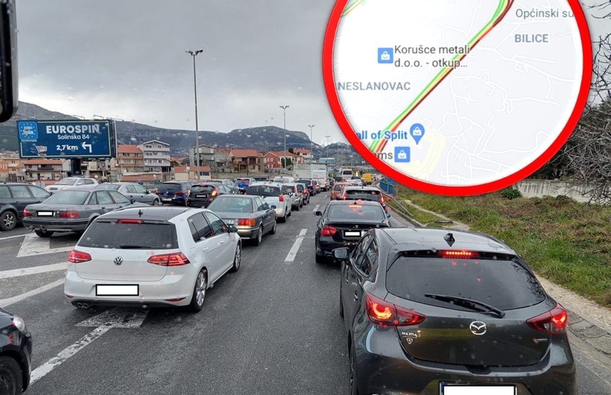 OGROMNA GUŽVA NA IZLAZU IZ SPLITA Brza cesta je neko vrijeme bila zatvorena, kolona u smjeru ...