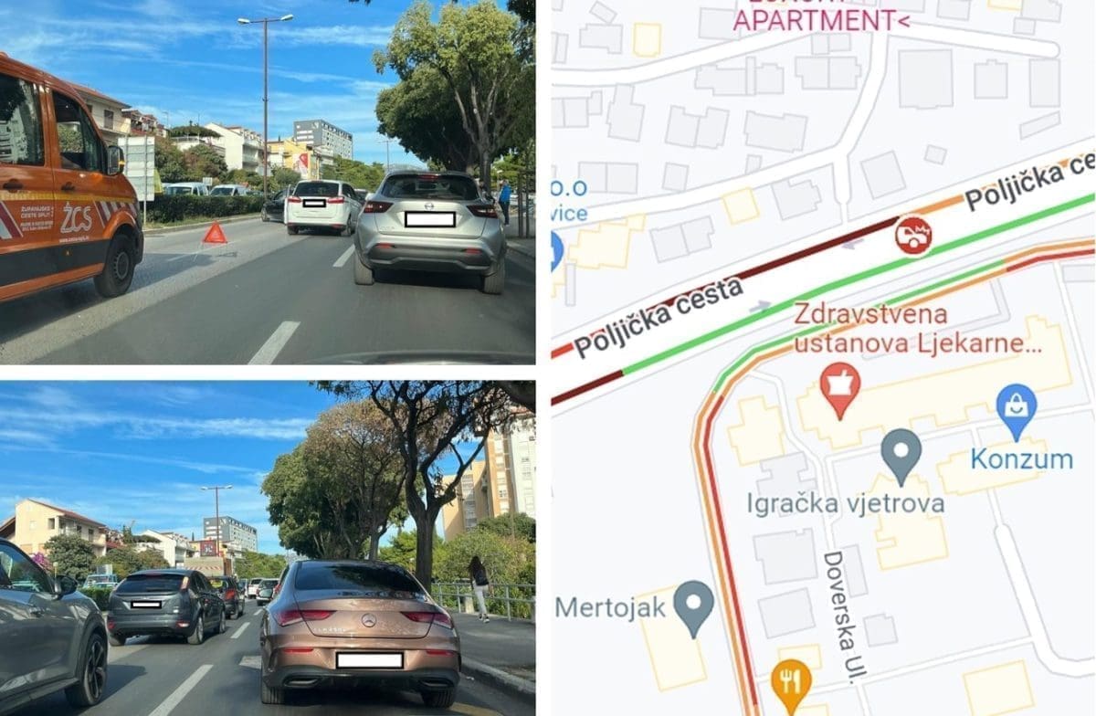 TOTALNI KAOS U POLJIČKOJ Sudar više vozila, promet je usporen i kolona je kilometarska: "Veliki ...