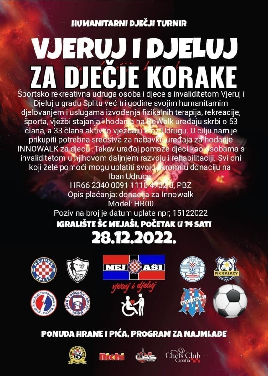 'ZA DJEČJE KORAKE' UNH Torcida Mejaši poziva na dječji humanitarni ...