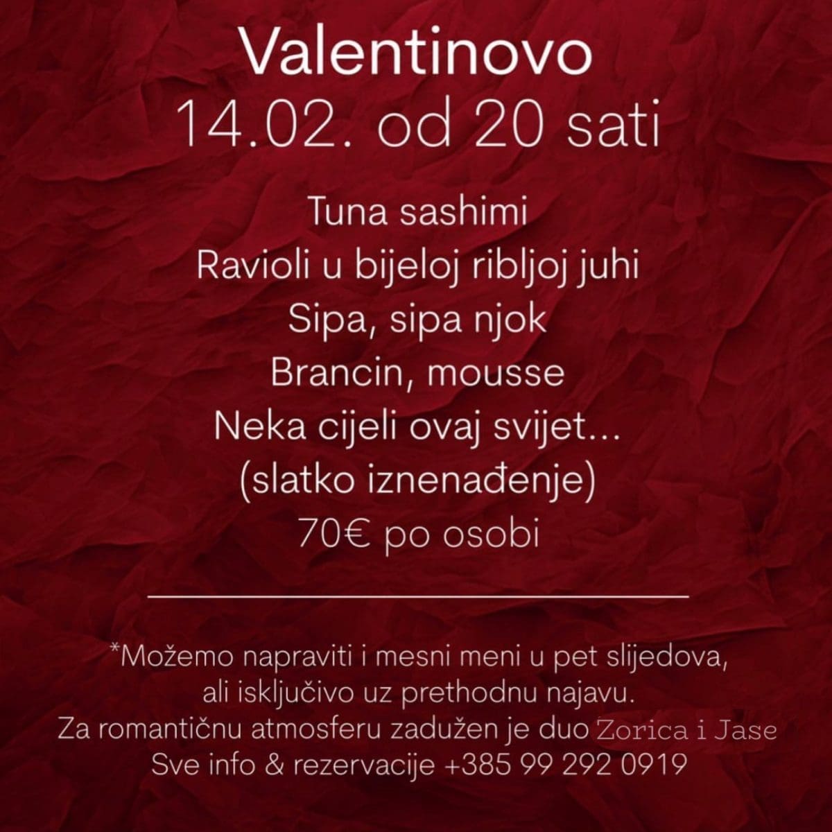 ZORA BILA ZADUŽENA JE ZA NAJROMANTIČNIJU VEČER U GRADU Meni od pet sljedova te taktovi ljubavnih ...