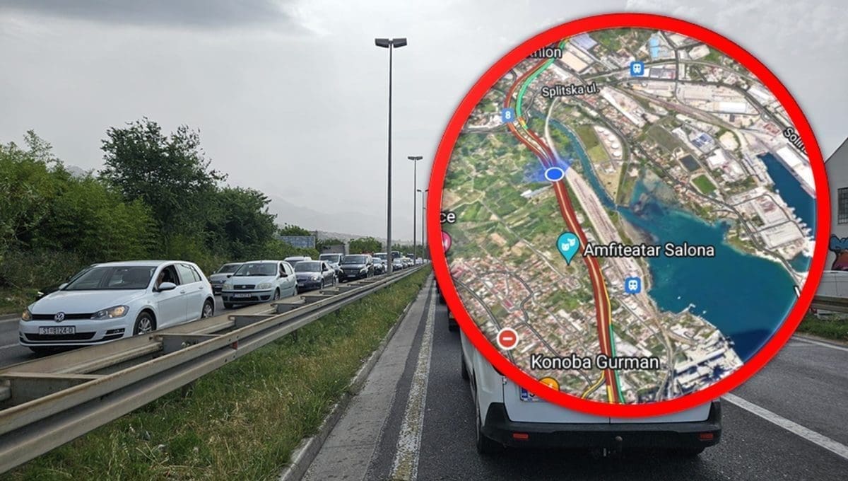 PROMETNA NESREĆA KOD SVETOG KAJA Kilometarska kolona u smjeru Splita i Kaštela. Vozi se uz ...